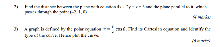 Solved 2) Find the distance between the plane with equation | Chegg.com