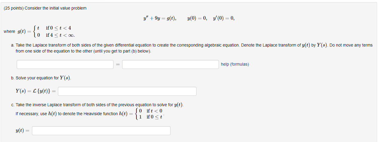 Solved (25 points) Consider the initial value problem y" +9y | Chegg.com