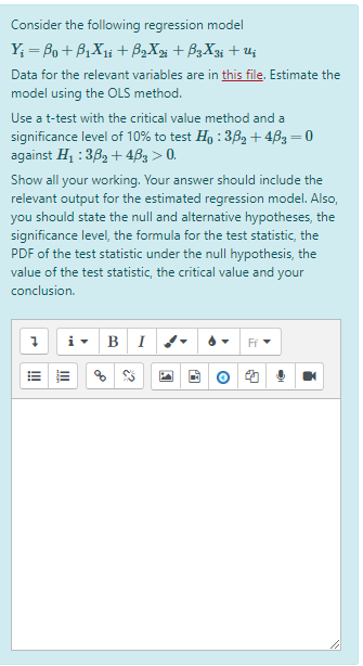 Consider the following regression model Y;= Bo + | Chegg.com