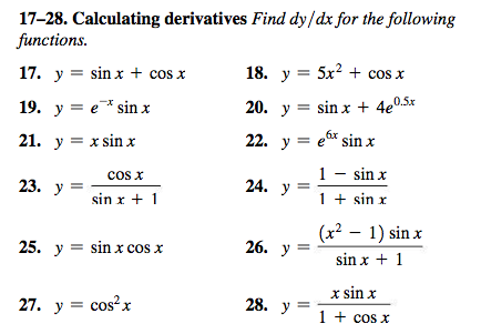 Solved 17-28. Calculating derivatives Find dy/dx for the | Chegg.com