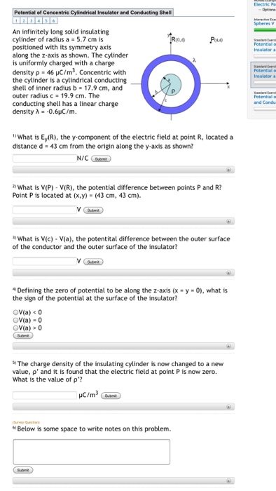 Solved Potential of Concentric Cylindrical Insulator and | Chegg.com