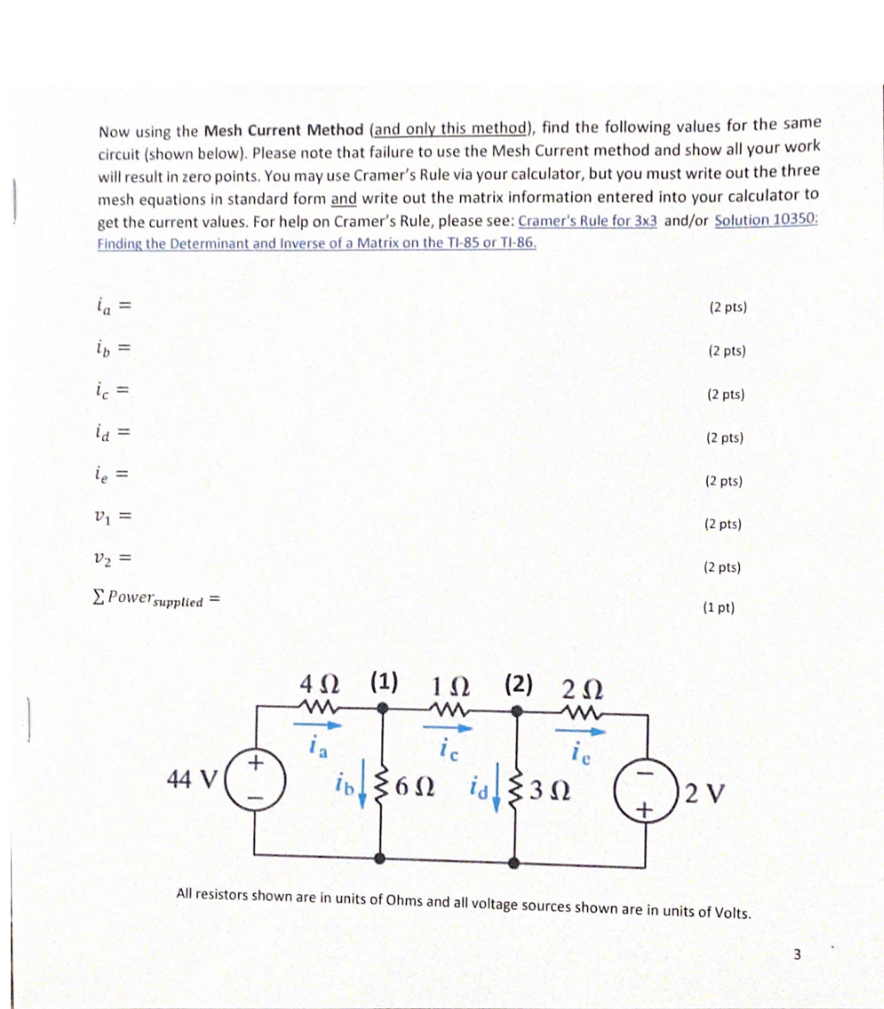Solved Now using the Mesh Current Method (and only this | Chegg.com