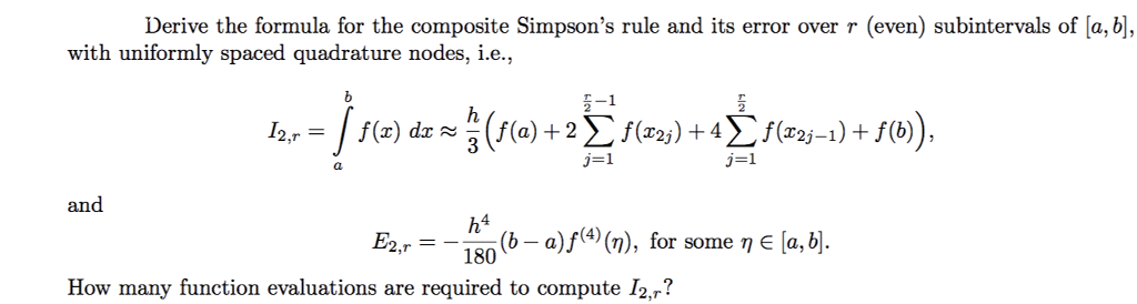 Derive the formula for the composite Simpson's rule | Chegg.com