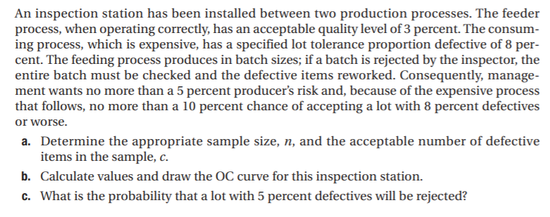 Solved An inspection station has been installed between two | Chegg.com