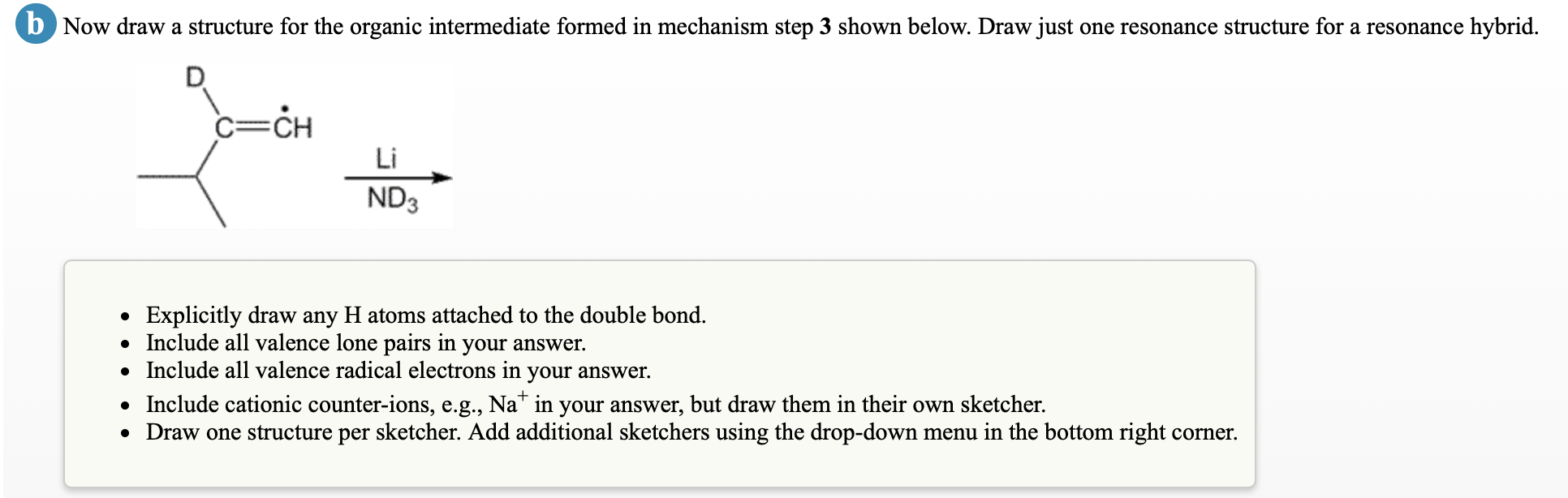 Solved b Now draw a structure for the organic intermediate | Chegg.com