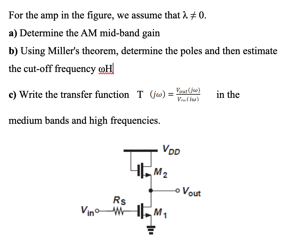 Solved For the amp in the figure, we assume that λ≠0.a) | Chegg.com