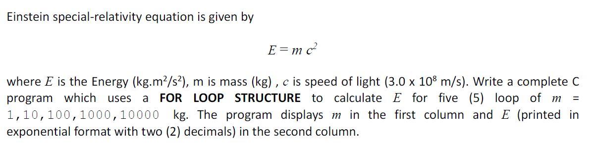 Solved Einstein special-relativity equation is given by | Chegg.com