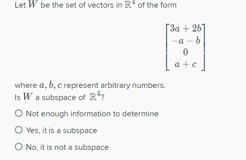 Solved Let W be the set of vectors in R4 of the form ГЗа + | Chegg.com