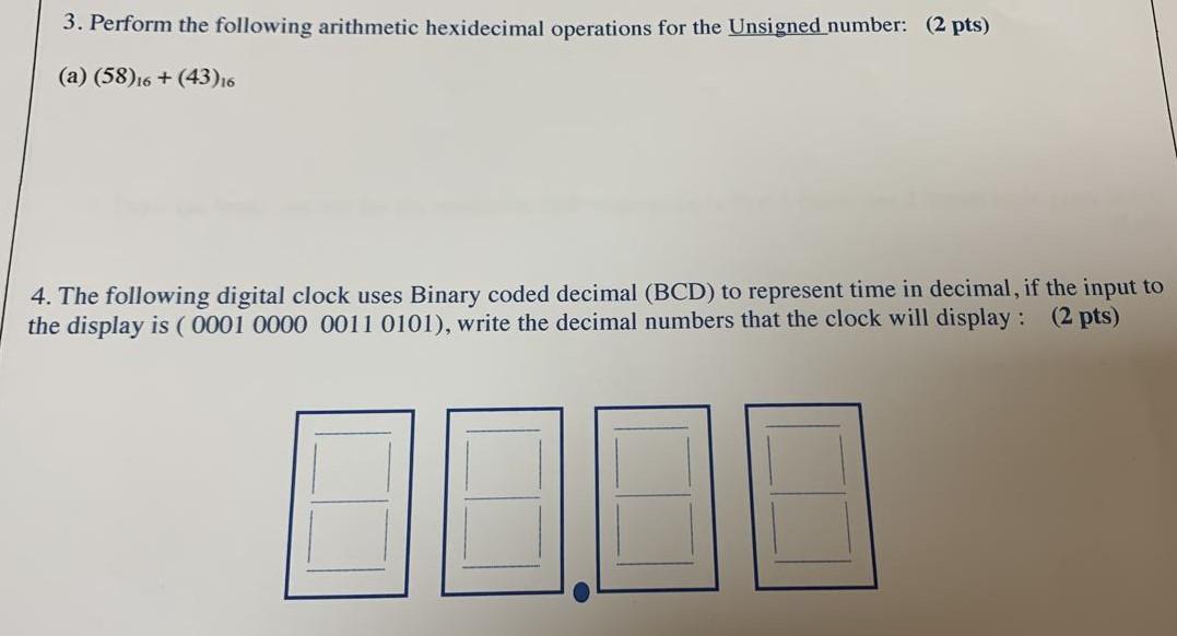 Solved 3. Perform the following arithmetic hexidecimal | Chegg.com