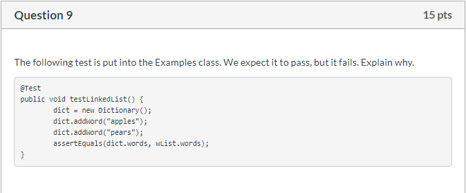 Solved import java.util.LinkedList; class Dictionary { | Chegg.com