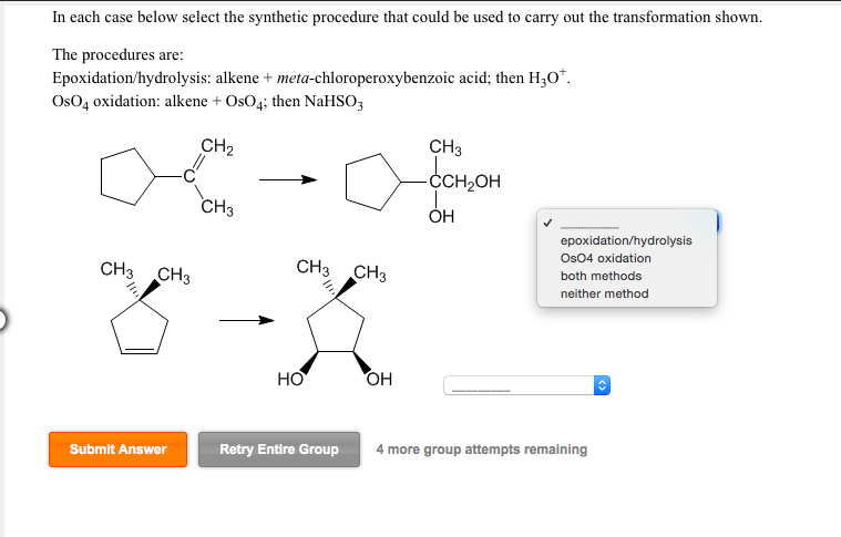 Solved In each case below select the synthetic procedure | Chegg.com