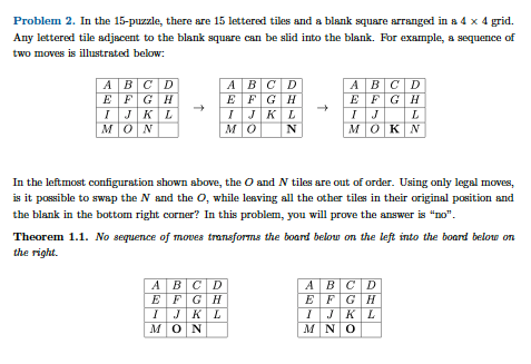 Problem 2. In the 15-puzzle, there are 15 lettered | Chegg.com