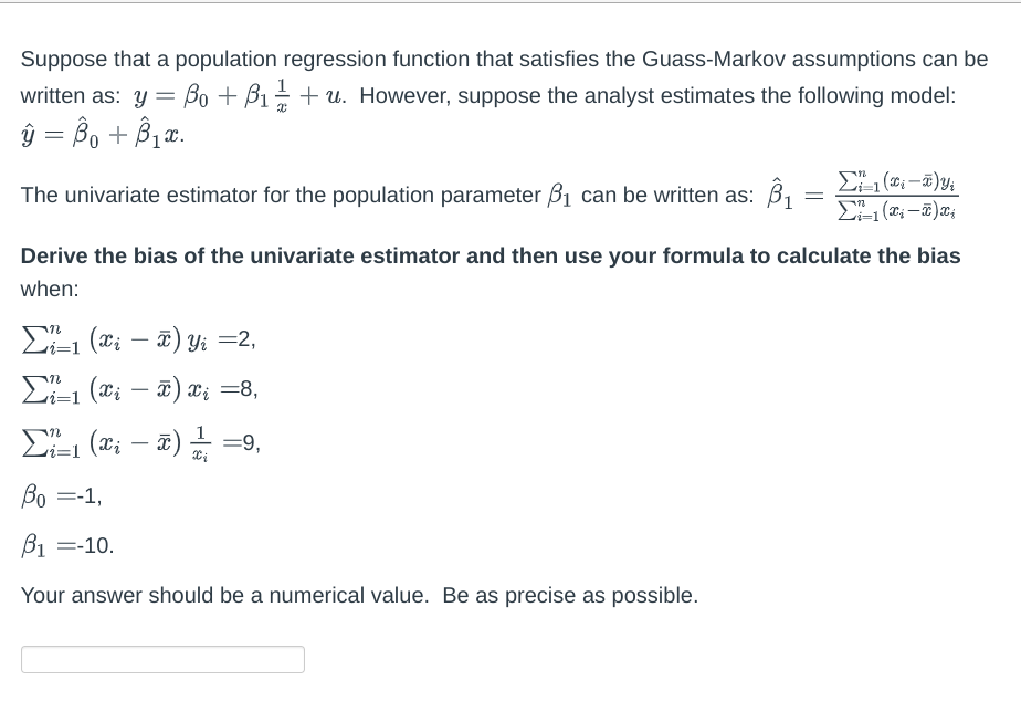 Solved Suppose That A Population Regression Function That