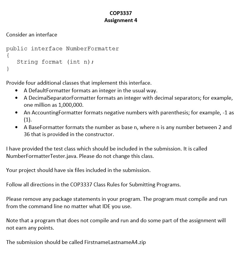 Solved /** Class to test the format method from | Chegg.com