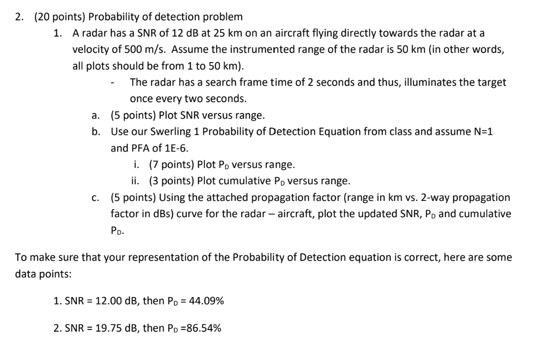 Solved 2. ( 20 points) Probability of detection problem 1. A | Chegg.com