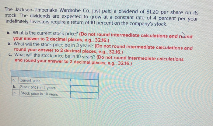 Solved The Jackson-Timberlake Wardrobe Co. just paid a | Chegg.com