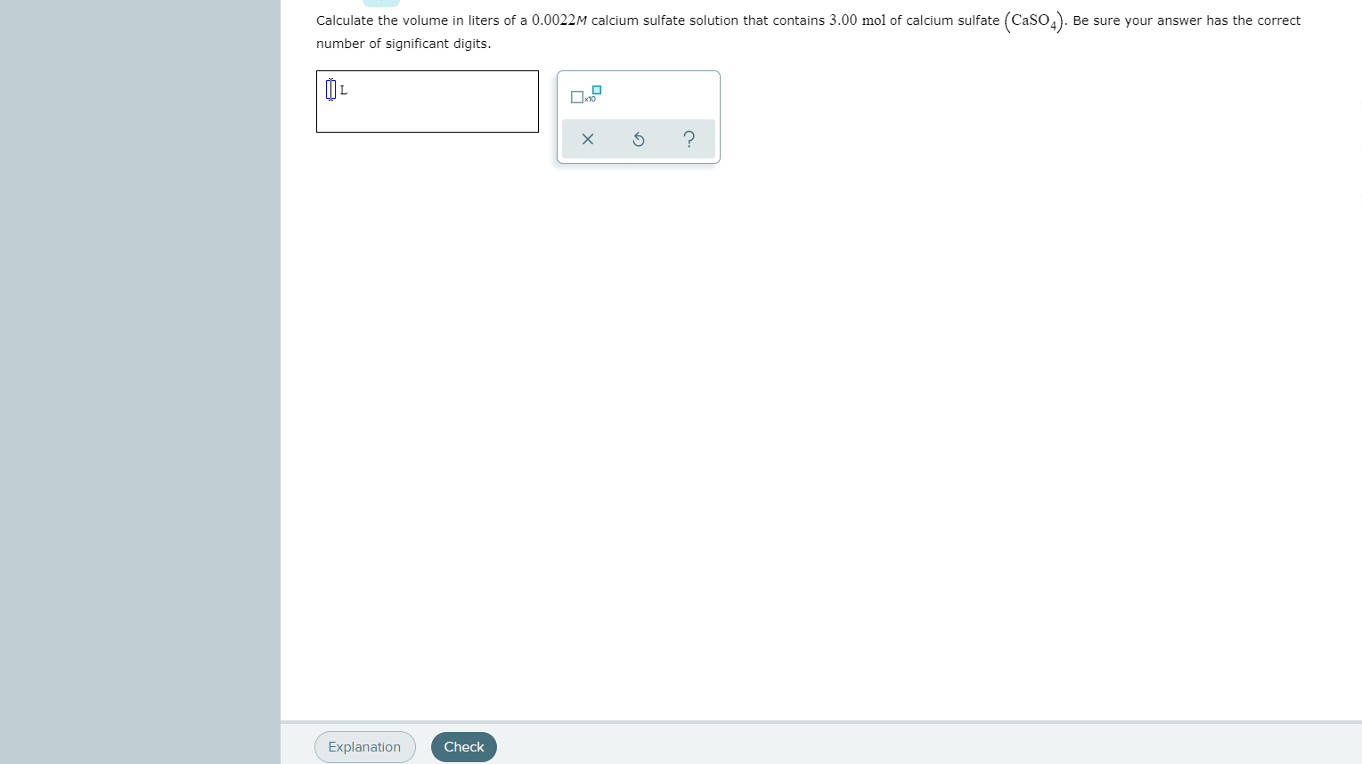 Solved Calculate the volume in liters of a 0.0022M calcium | Chegg.com