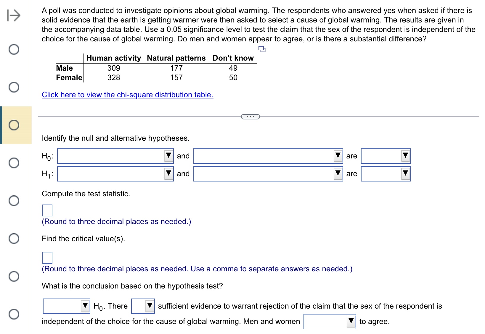 Solved A poll was conducted to investigate opinions about | Chegg.com