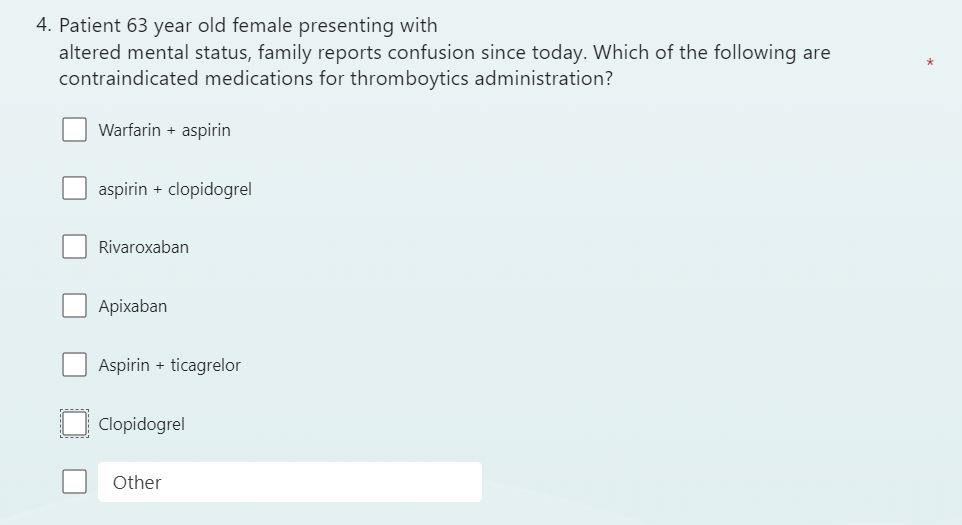 Solved 3. Patient 63 year old female presenting with altered | Chegg.com