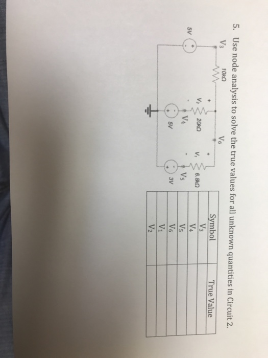 Solved 5. Use node analysis to solve the true values for all | Chegg.com