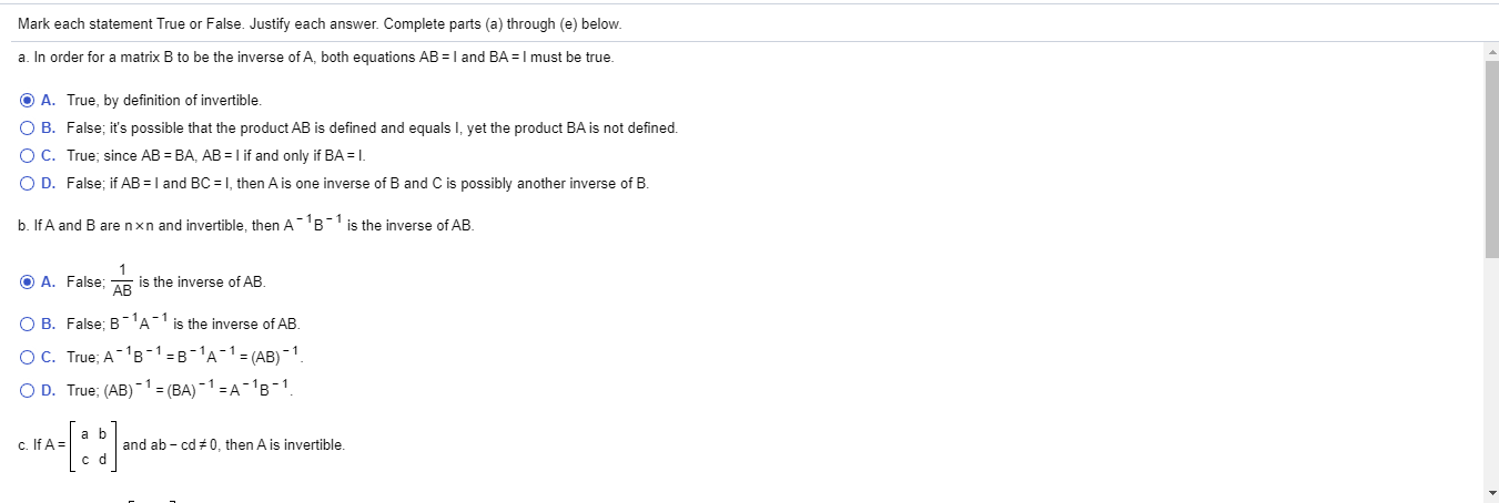 Solved Mark each statement True or False. Justify each | Chegg.com
