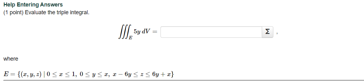 Solved Help Entering Answers (1 point) Evaluate the triple | Chegg.com