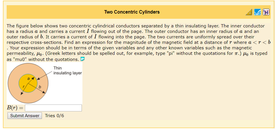 Solved Two Concentric Cylinders The figure below shows two | Chegg.com