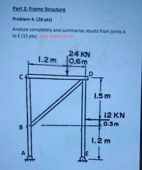 Solved Part 2 Frame Structure Problem 4: (20 pts) Analyze | Chegg.com