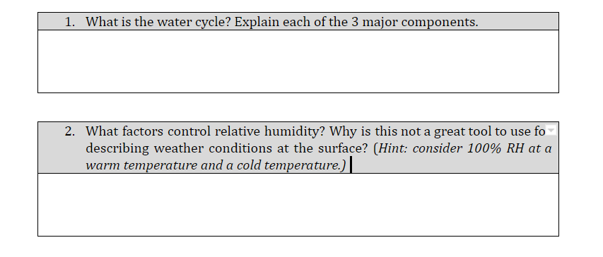 Solved 1. What is the water cycle? Explain each of the 3 | Chegg.com