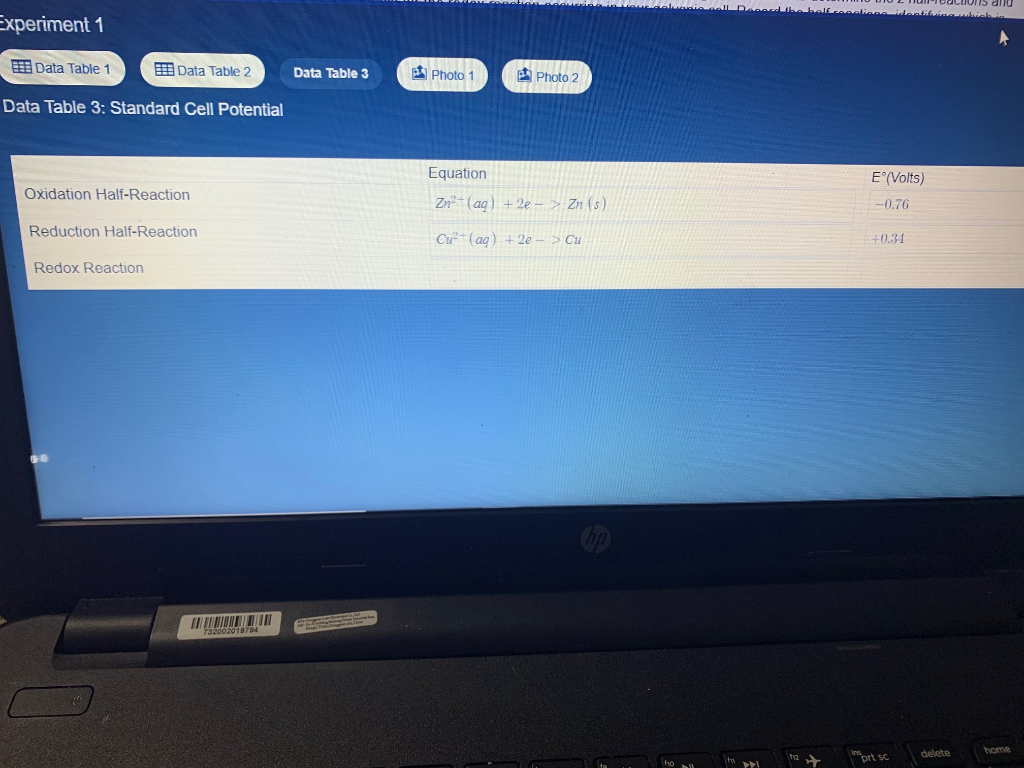 Solved Exercise 1 Construction of a Galvanic Cell Using the | Chegg.com