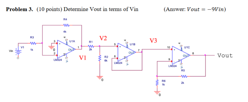 Solved Problem 3. (10 ﻿points) ﻿Determine Vout in terms of | Chegg.com