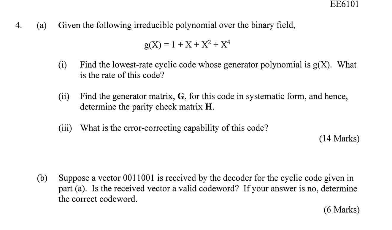 Solved (a) ﻿Given the following irreducible polynomial over | Chegg.com