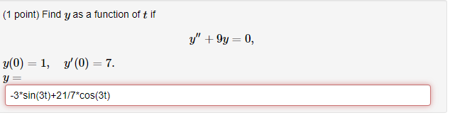 Solved Find yy as a function of tt | Chegg.com