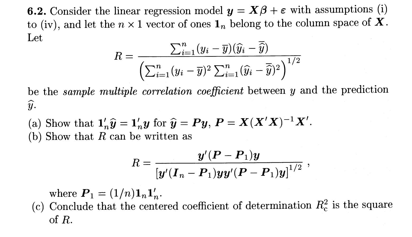 - 6.2. Consider the linear regression model y = XB + | Chegg.com