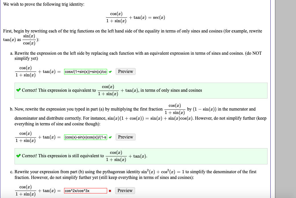 Solved We wish to prove the following trig identity: | Chegg.com