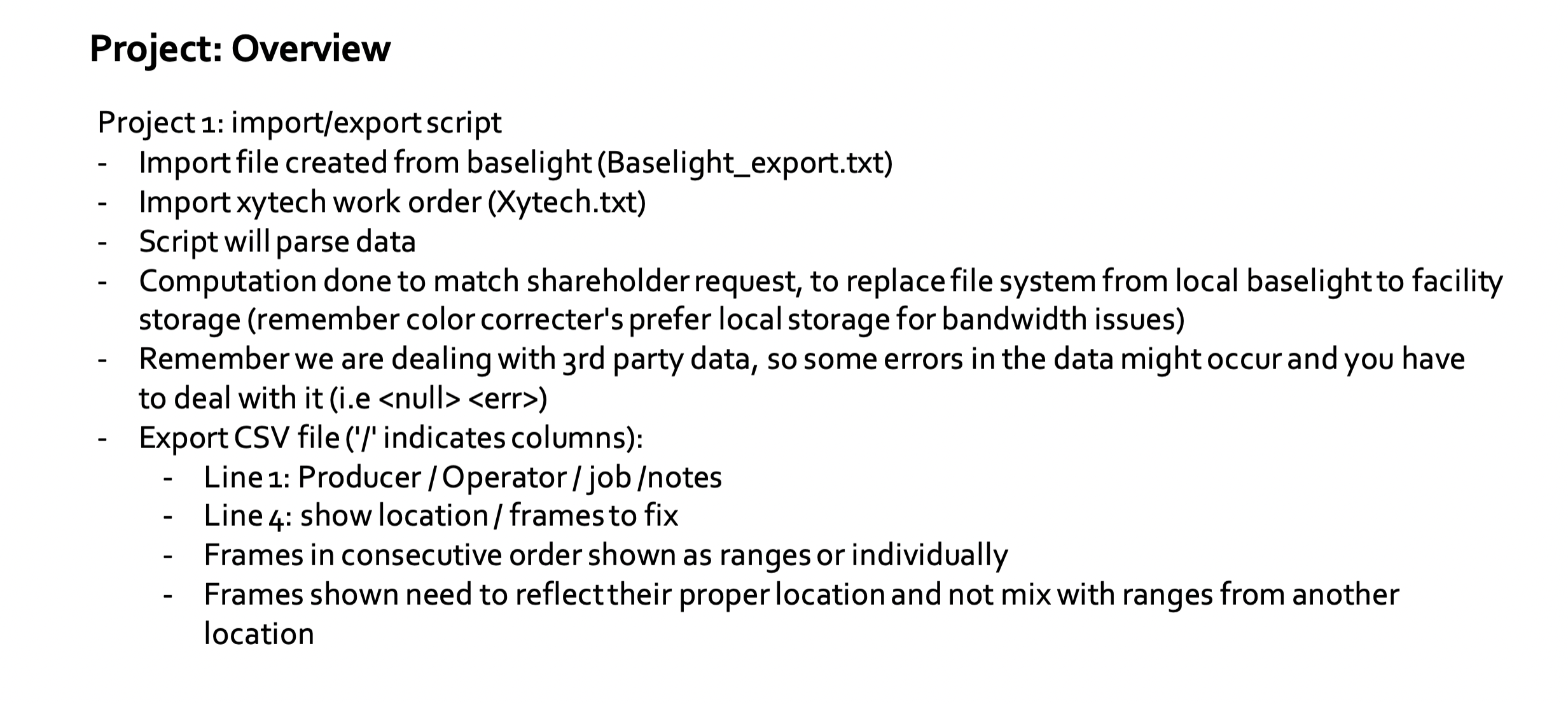 Solved Project: Overview Project 1: import/exportscript - | Chegg.com