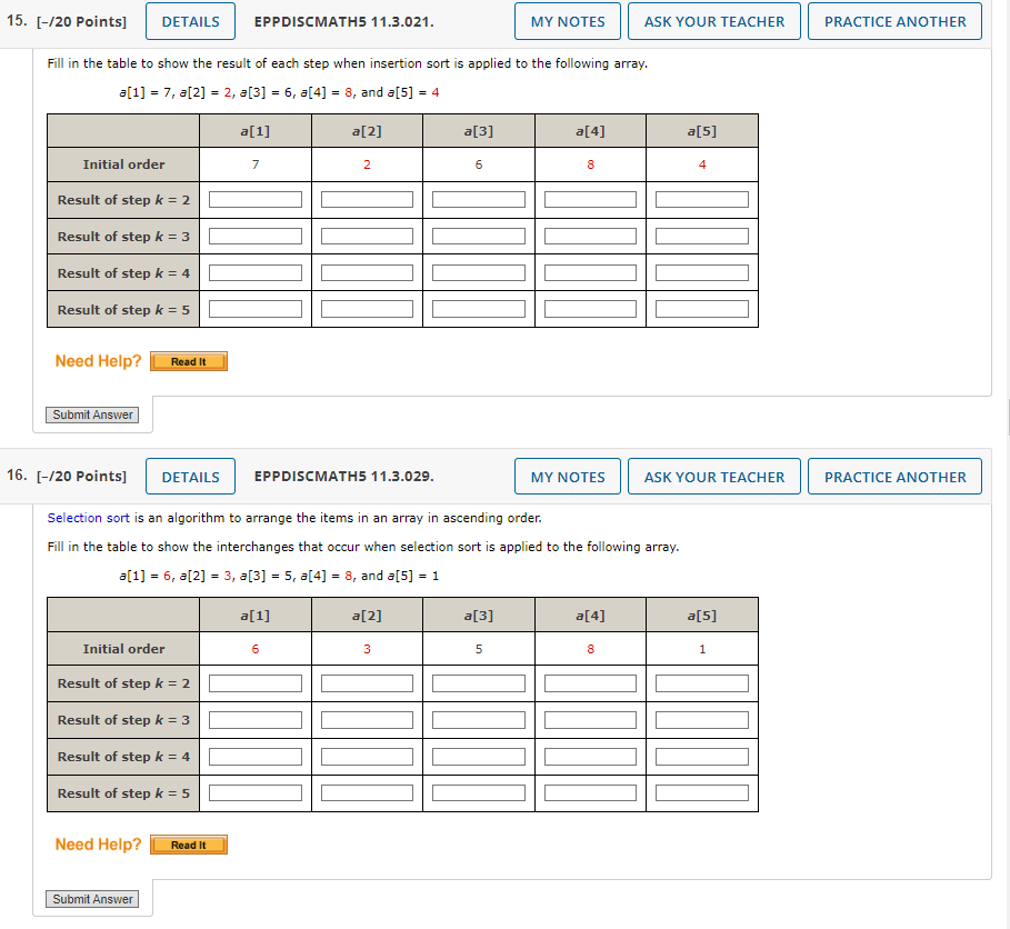 Solved [−/20 Points] EPPDISCMATH5 11.3.021. Fill in the | Chegg.com