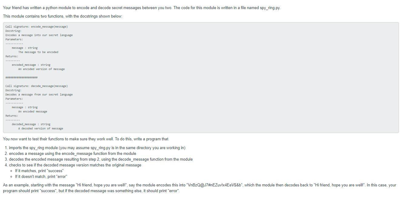 Solved Your friend has written a python module to encode and | Chegg.com