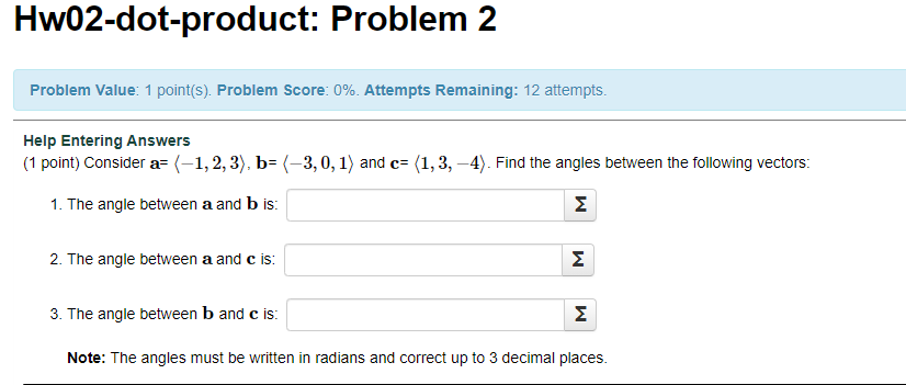 Solved HwO2-dot-product: Problem 2 Problem Value: 1 | Chegg.com