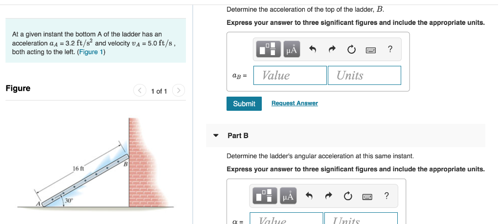 Solved Determine the acceleration of the top of the ladder, | Chegg.com