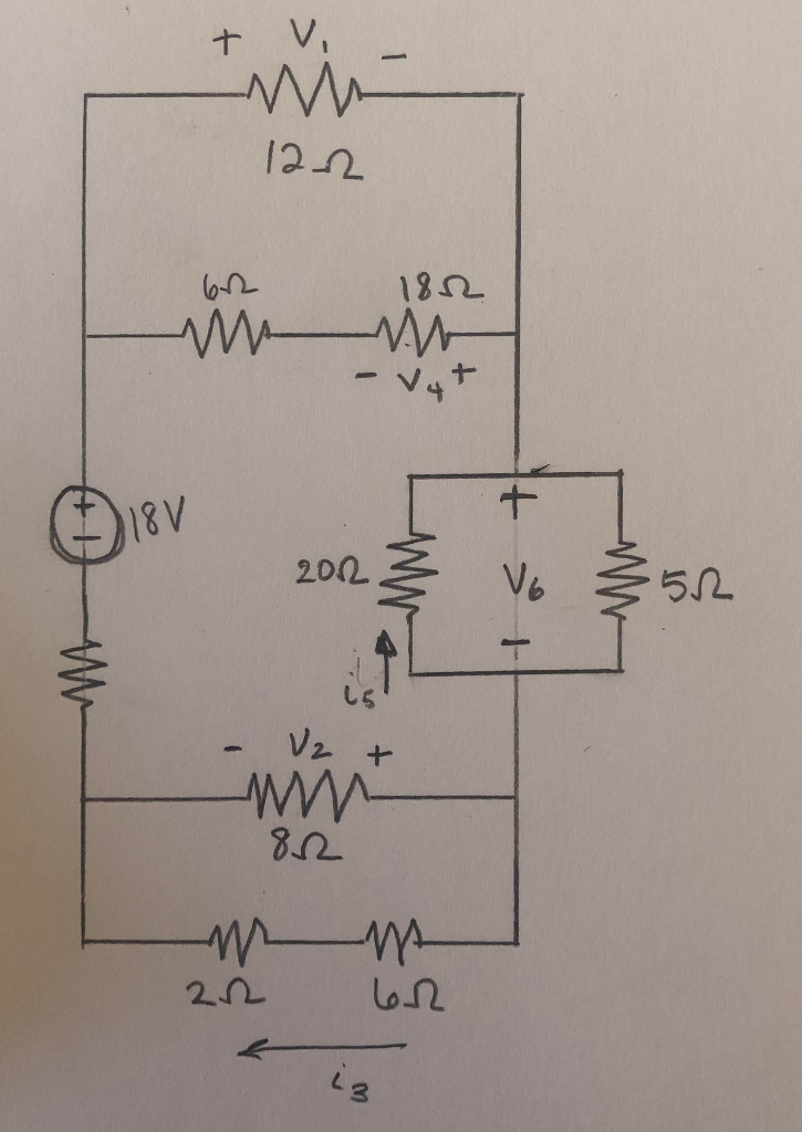 Solved Determine the values of i3, v4, i5, and v6 using | Chegg.com