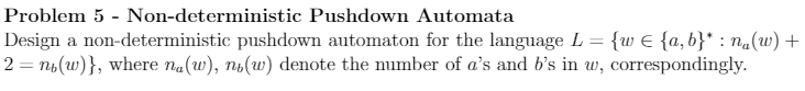Solved Problem 5 - Non-deterministic Pushdown Automata | Chegg.com Solved Problem 5 - Non-deterministic Pushdown Automata | Chegg.com