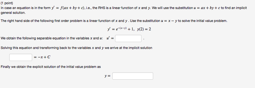 Solved In case an equation is in the form y,-/(ax + by + c). | Chegg.com