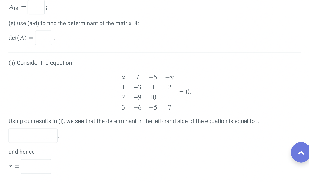 Solved (Determinants). (i) Use the definition to evaluate | Chegg.com