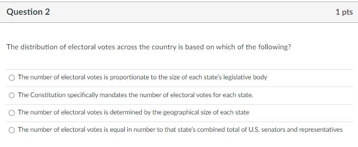 Solved Question 2\\nThe distribution of electoral votes | Chegg.com Solved Question 2\\nThe distribution of electoral votes | Chegg.com