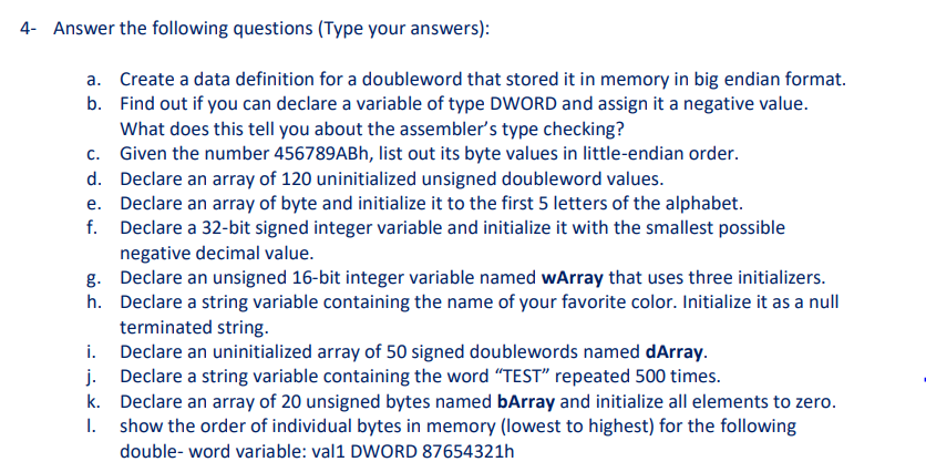 Solved 4- Answer the following questions (Type your | Chegg.com