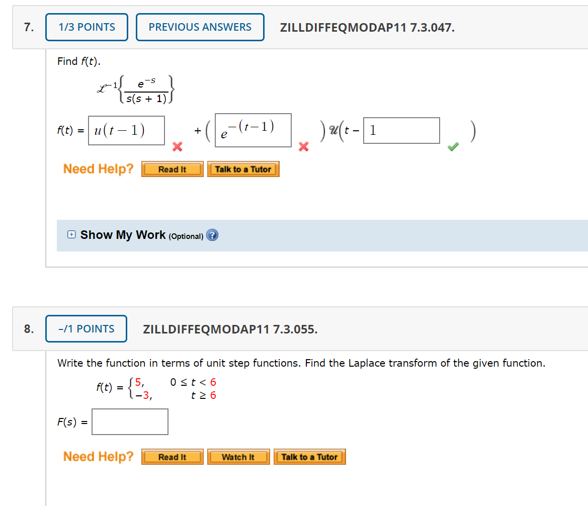 Solved 1/3 POINTS PREVIOUS ANSWERS ZILLDIFFEQMODAP11 | Chegg.com