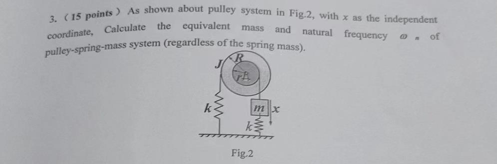 Solved 3. ( 15 points ) As shown about pulley system in | Chegg.com Solved 3. ( 15 points ) As shown about pulley system in | Chegg.com