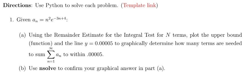 irections: Use Python to solve each problem. | Chegg.com