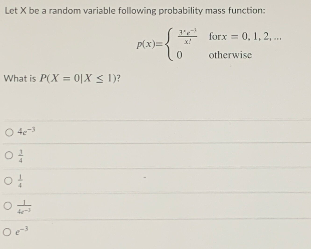 Solved Let X be a random variable following probability mass | Chegg.com